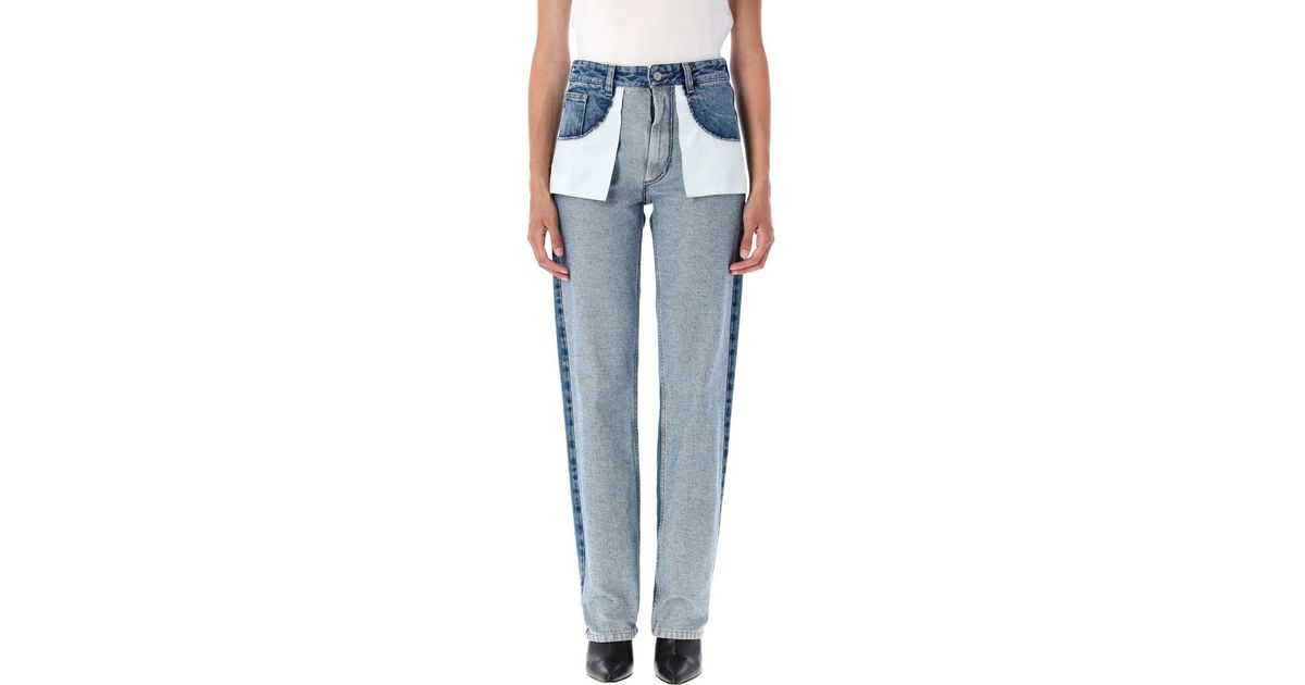 MM6 by Maison Margiela Reversed Front Jeans in Blue | Lyst UK