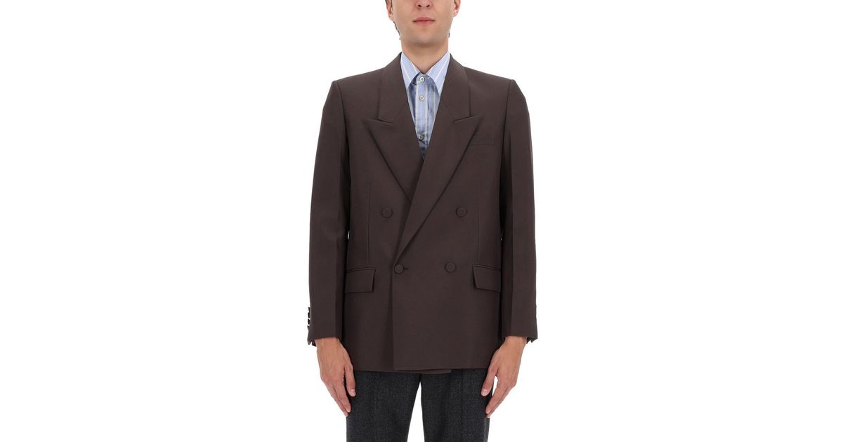 Gucci Double-Breasted Jacket in Brown for Men | Lyst UK
