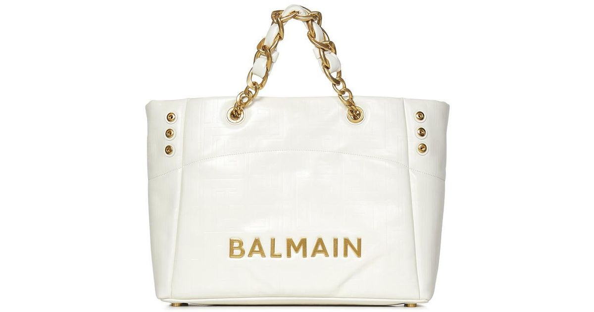 Balmain 1945 Soft Shopper Tote Bag in White | Lyst UK