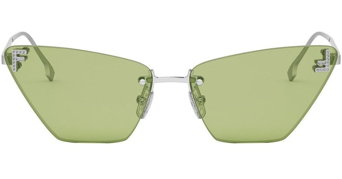 Fendi First Crystal Sunglasses in Green | Lyst