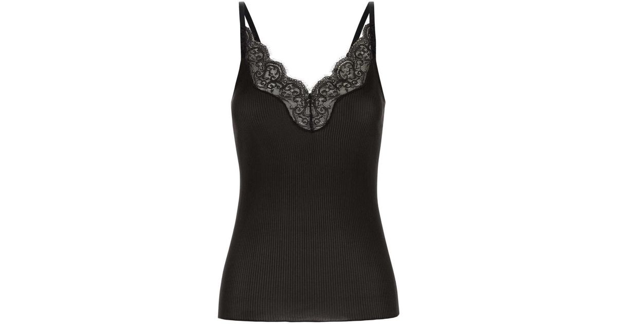 Saint Laurent Slate Silk Tank Top in Black | Lyst UK