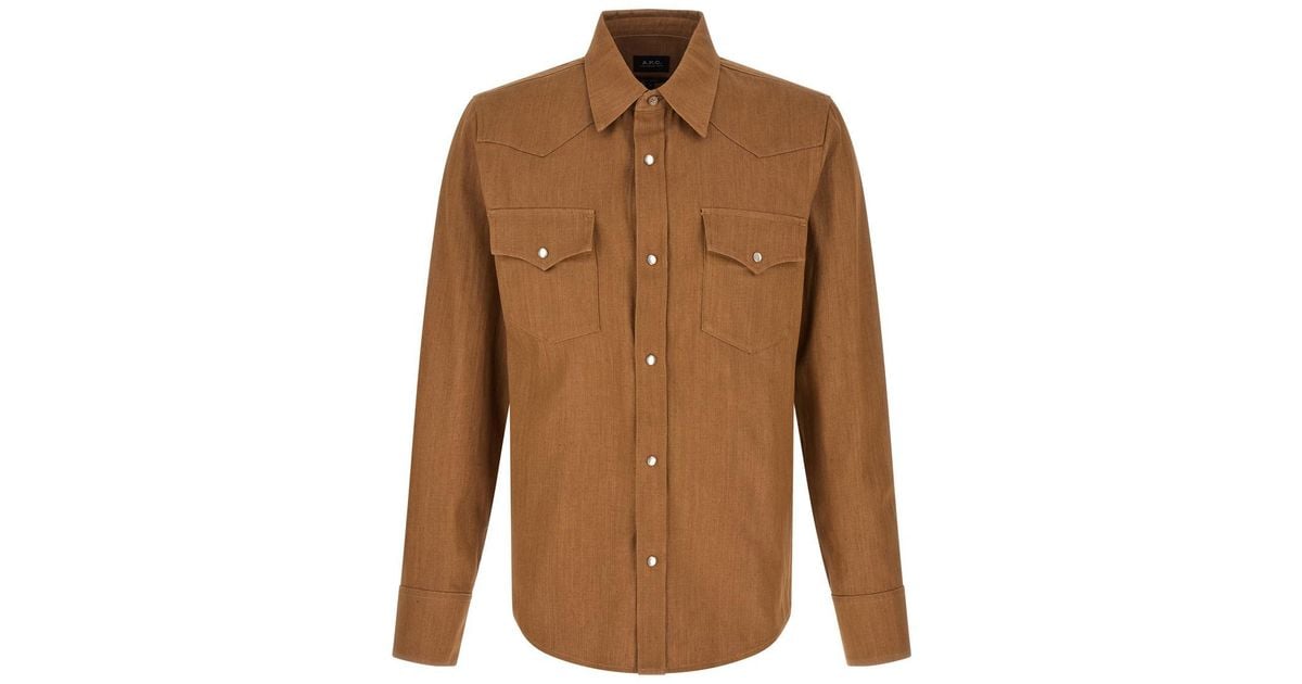 A.P.C. 'Western' Shirt in Brown for Men | Lyst UK