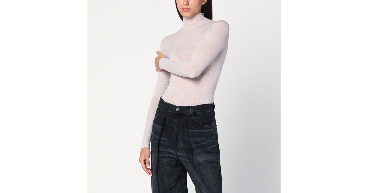 6397 Ivory Semi-Sheer Turtleneck in White | Lyst UK