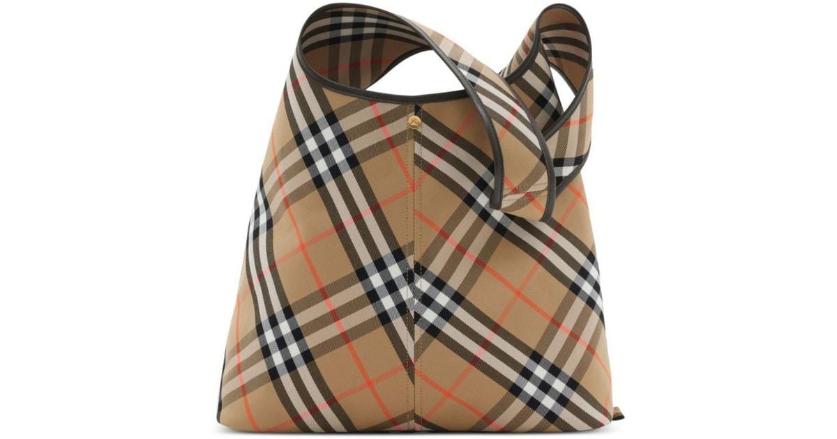 Burberry Check Large Shoulder Bags in Brown | Lyst