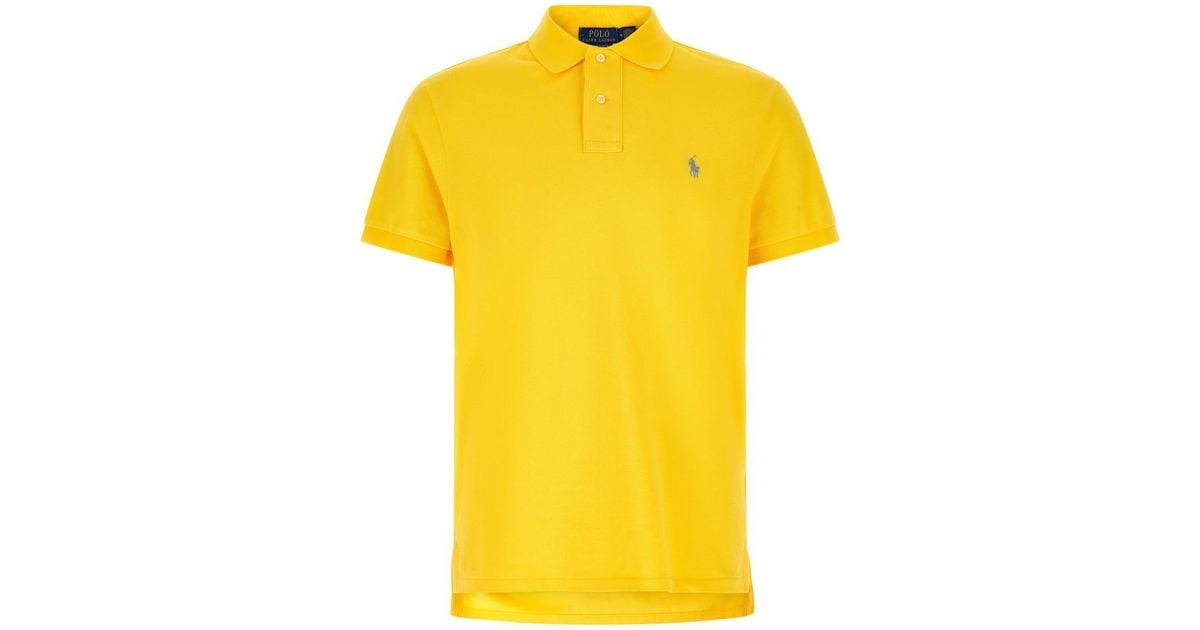 Polo Ralph Lauren Logo Embroidery Polo Shirt in Yellow for Men | Lyst UK
