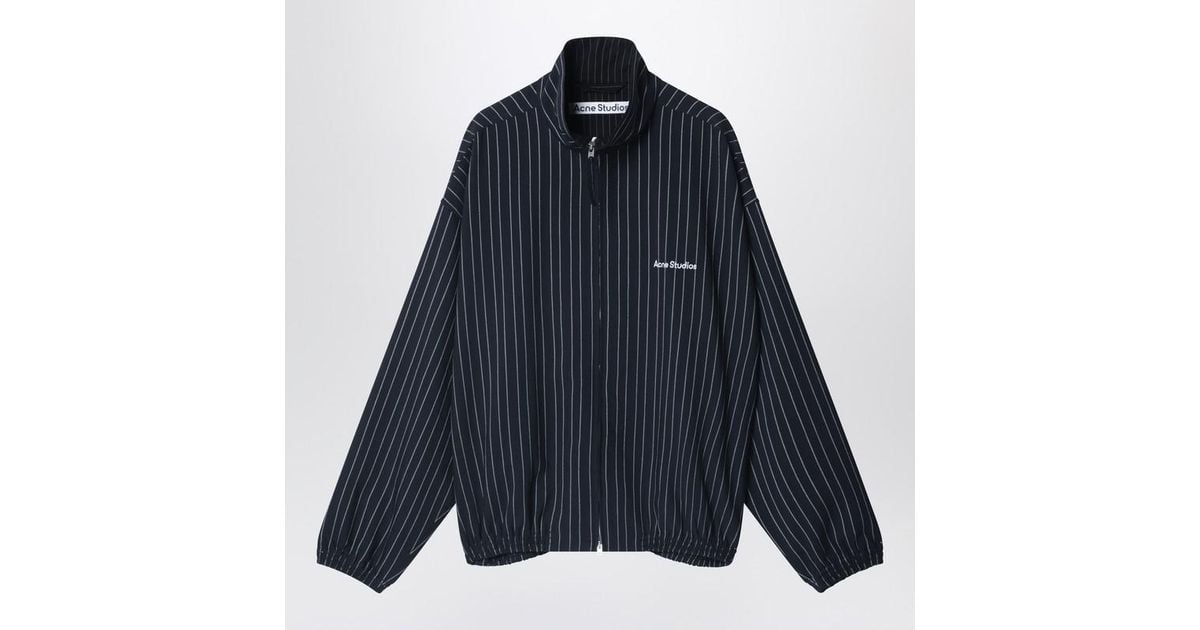 Acne Studios Zip-Up Jacket With Pinstripe Pattern in Blue for Men | Lyst UK
