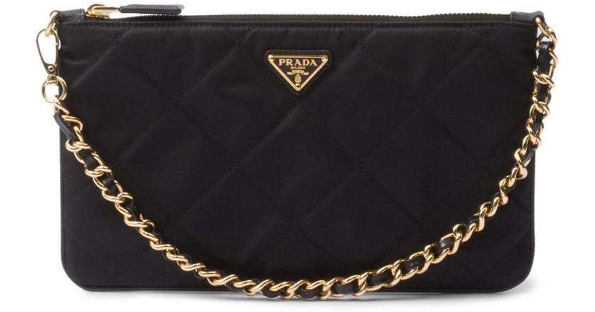 Prada Quilted Re-nylon Pouch in Black | Lyst