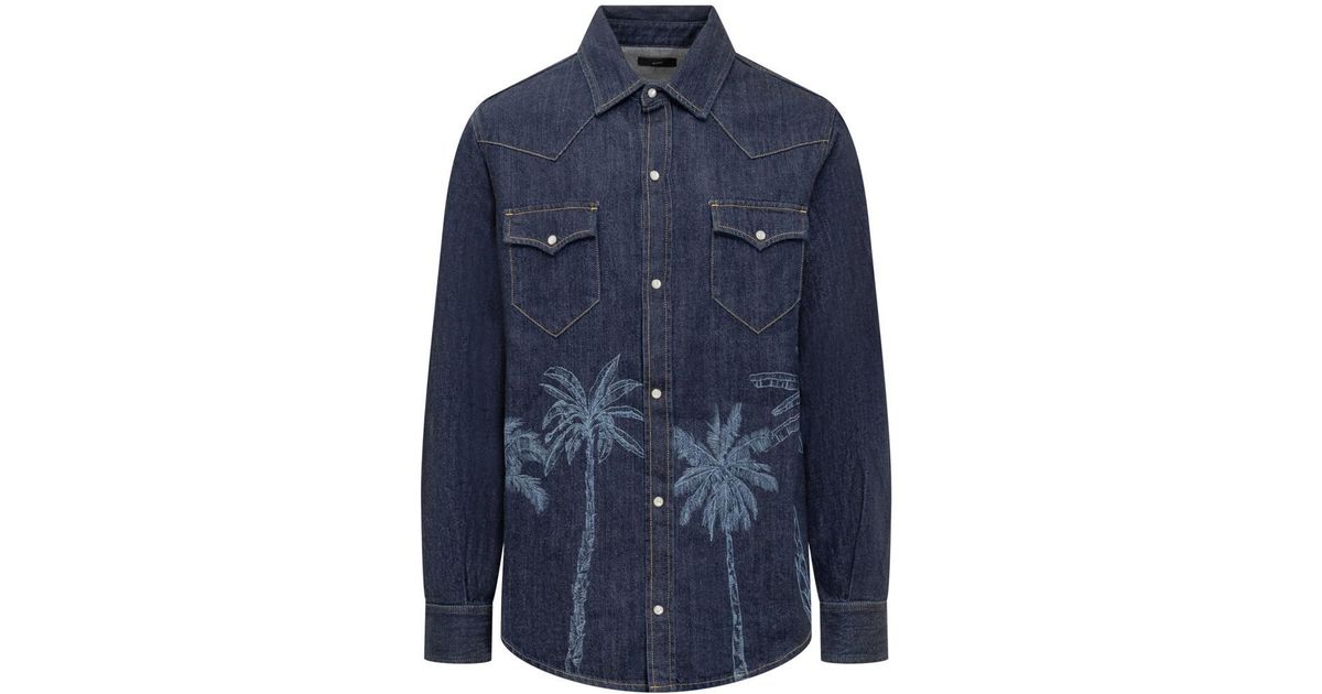 Alanui Jungle Toile Shirt in Blue for Men | Lyst