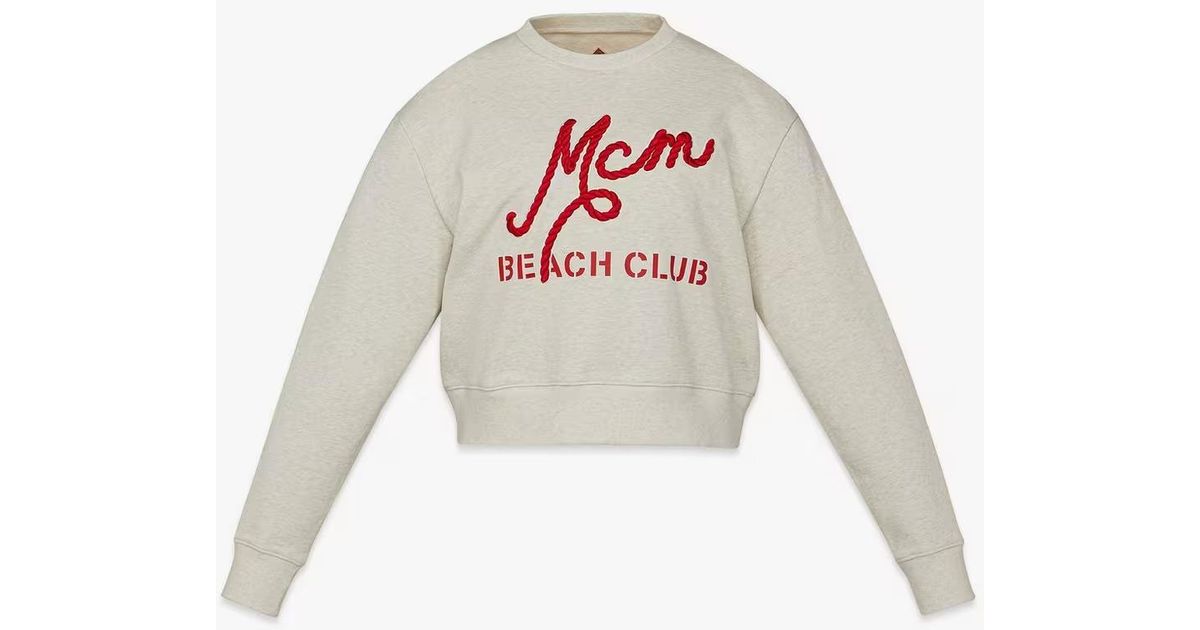 MCM "Beach Club" Logo Sweatshirt in White | Lyst