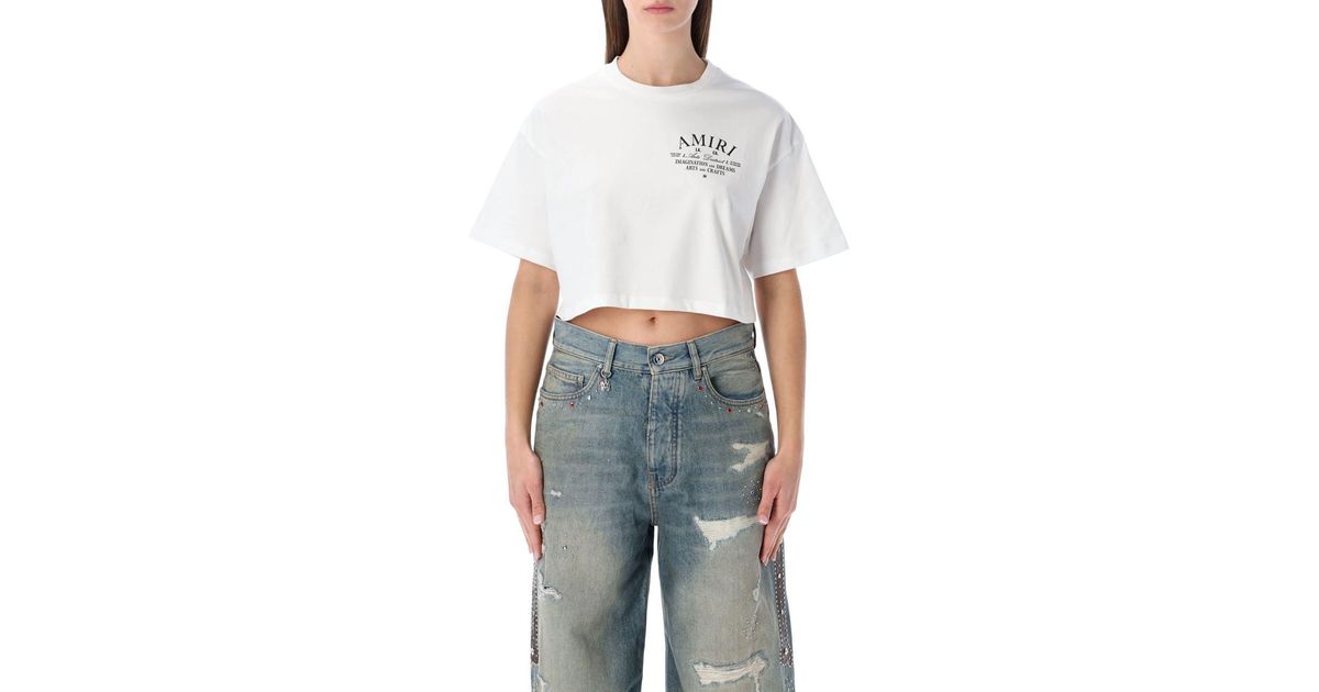 Amiri Arts District Cropped Cotton Tee in White | Lyst UK