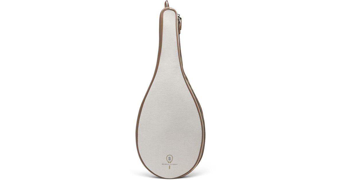 Brunello Cucinelli Canvas Racket Holder With Logo in White for Men ...