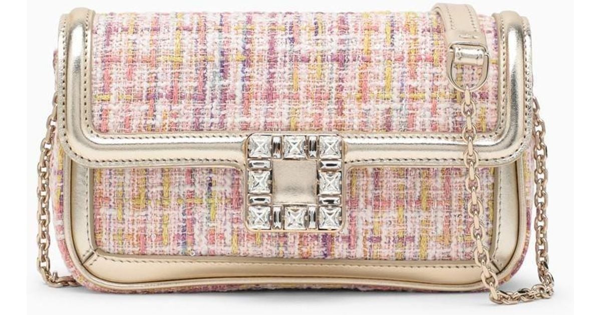 Roger Vivier Bouclé Fabric Shoulder Handbag With Front Crystal Buckle ...