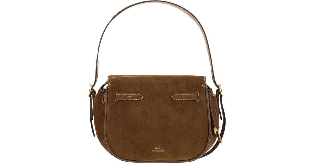 Polo Ralph Lauren Mini Polo Id Suede Satchel in Brown | Lyst