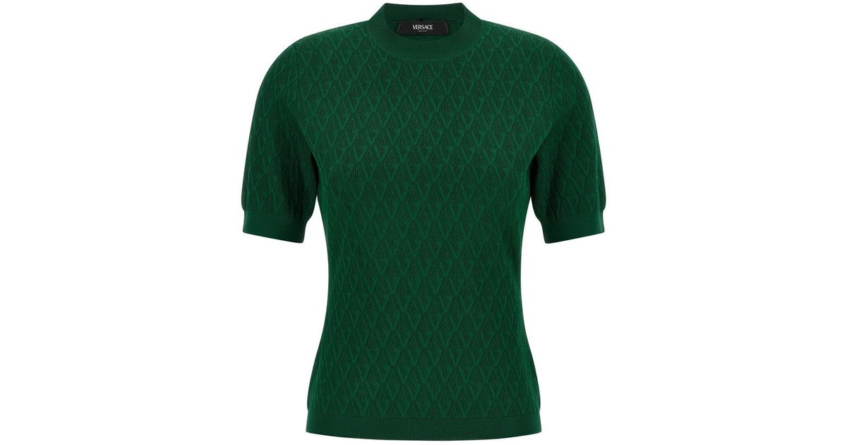 Versace 'V' Sweater in Green | Lyst UK