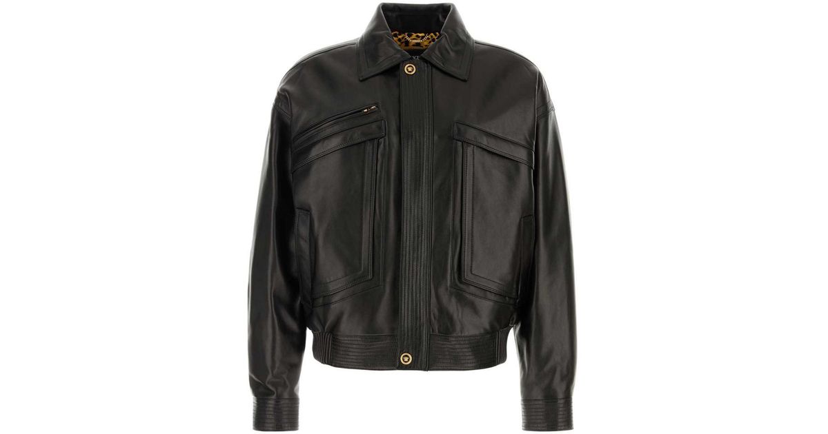 Versace Blouson Leather Shiny Plonge' Leather in Black for Men | Lyst UK