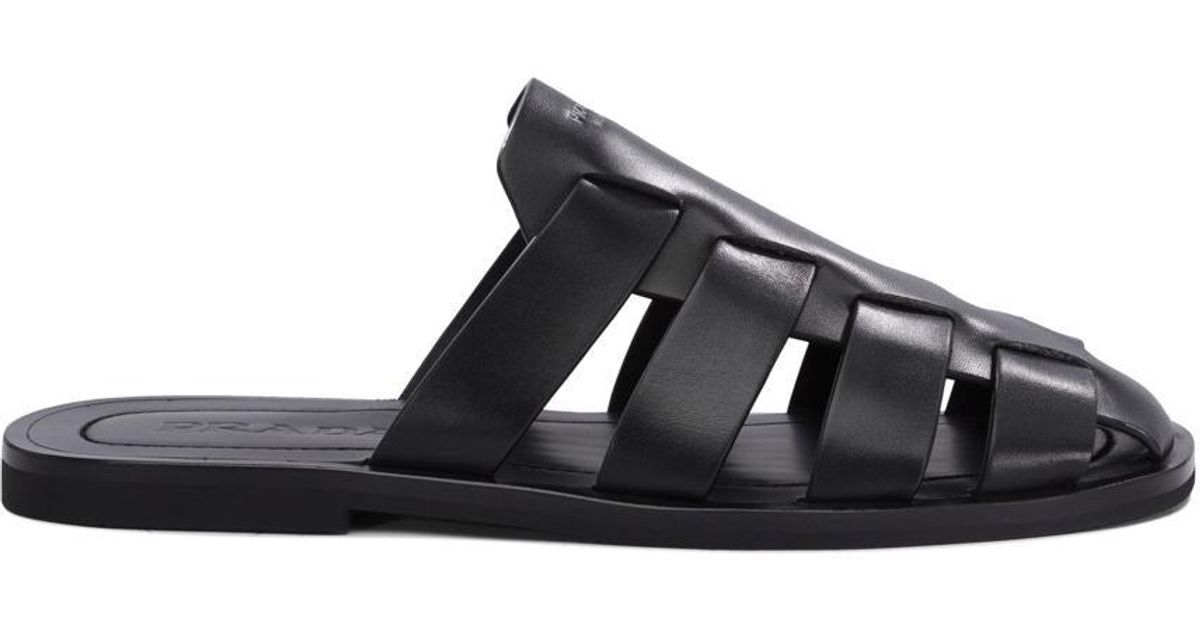 Prada Cage Mules in Black for Men | Lyst