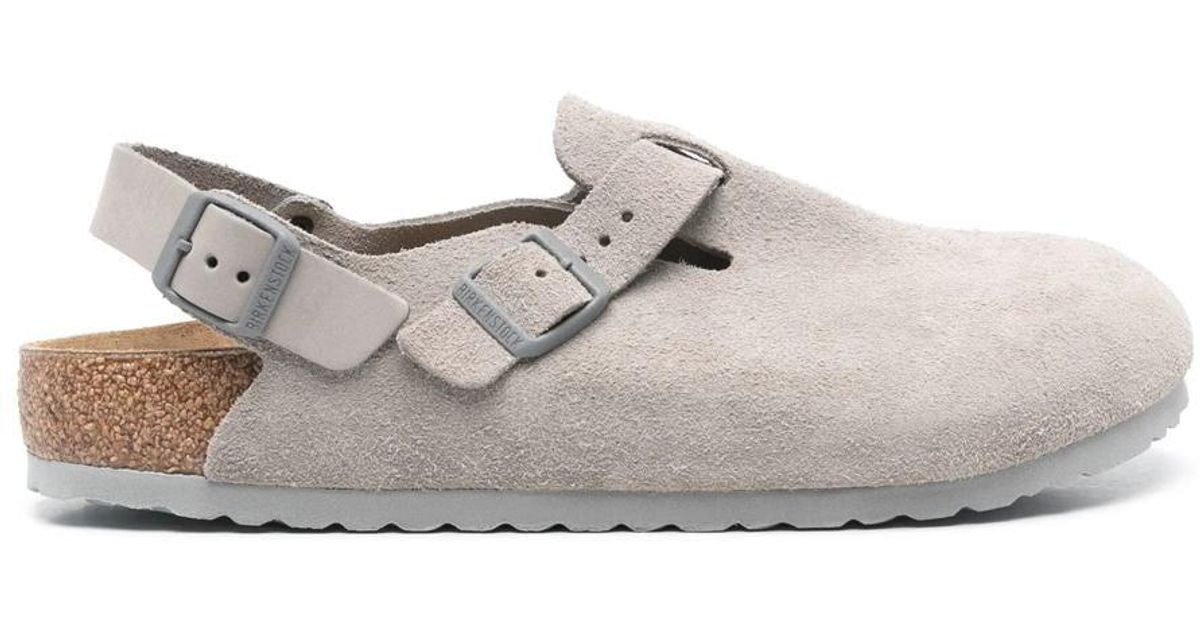 Birkenstock Tokio Stone Coin, Suede Leather Shoes in White | Lyst UK