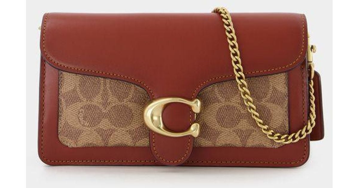 COACH Tabby Chain Clutch Crossbody in Brown | Lyst