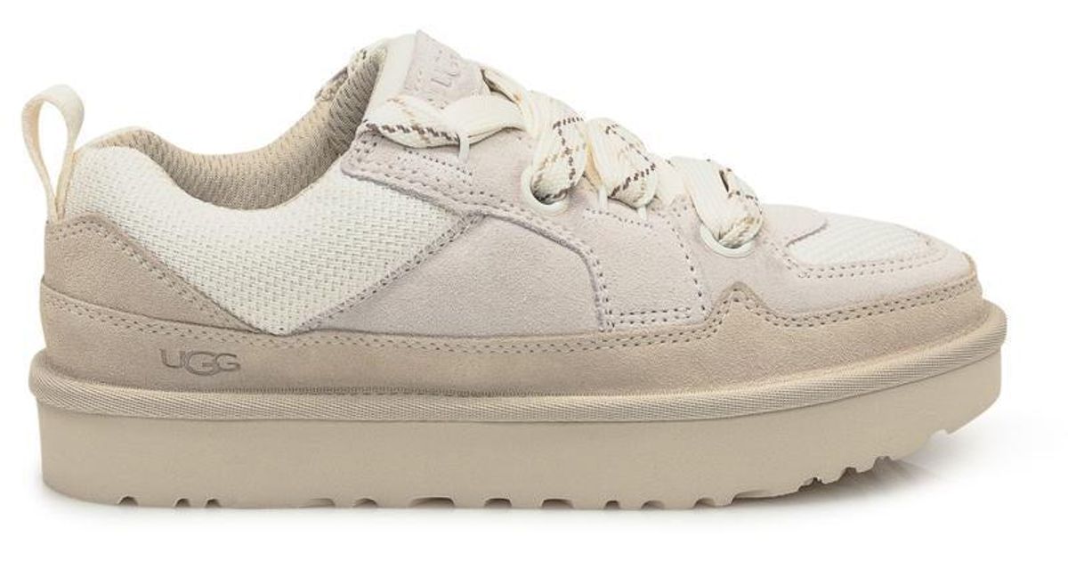 UGG Cream-colored Suede And Mesh Sneakers in White | Lyst UK