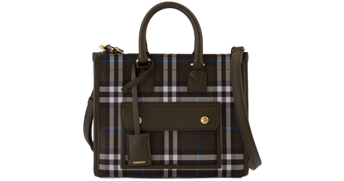 Burberry Mini Freya Shopper Bag in Black | Lyst