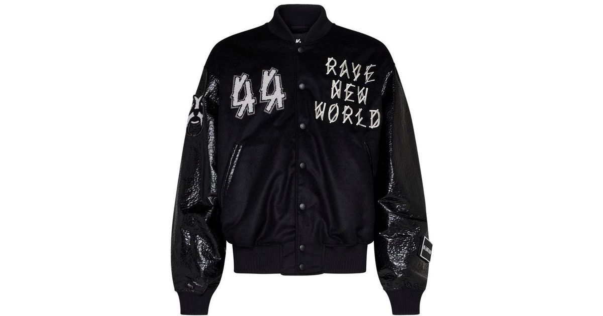 M44 LABEL GROUP Varsity Jacket With Faux Leather Sleeves And Logo Patch ...
