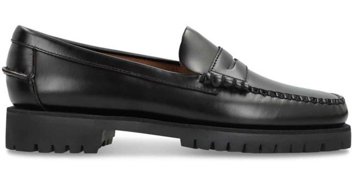 Sebago Moccasins Dan Lug In Leather In Black Lyst