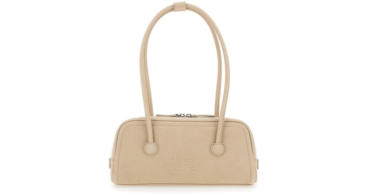 Marge Sherwood 'soft Baguette' Beige Shoulder Bag With Logo Detail In ...