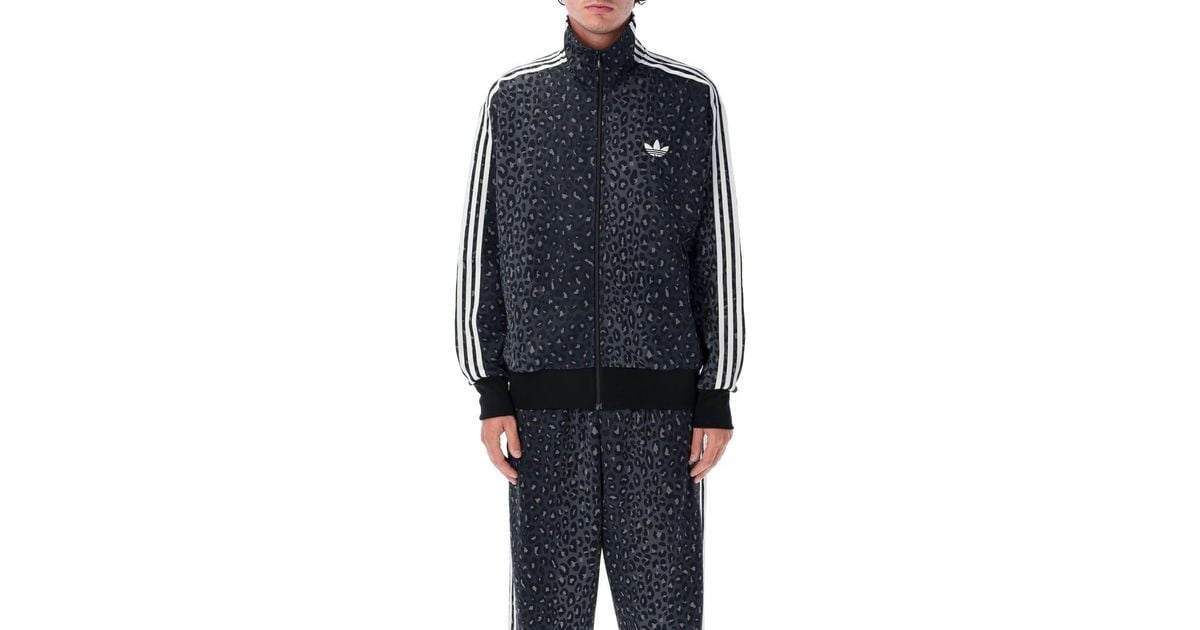 adidas Originals Leopard Print Firebird Loose Fit Track Top in Blue for ...