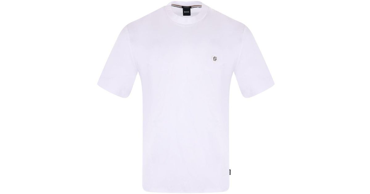 BOSS White Cotton T-shirt for Men | Lyst UK