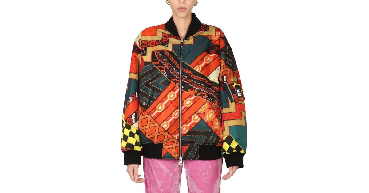 Etro Patchwork Bomber Jacket in Orange | Lyst