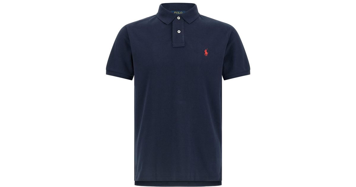 Polo Ralph Lauren Logo Embroidery Polo Shirt in Blue for Men | Lyst UK