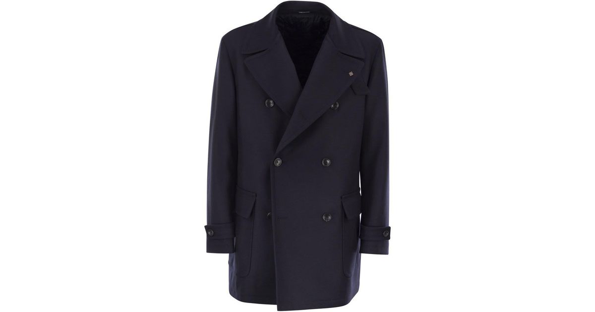 Tagliatore Lawrence - Double-breasted Coat In Virgin Wool in Blue for ...