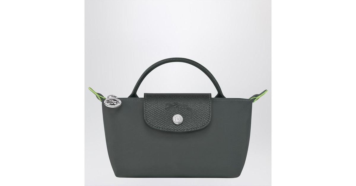 Longchamp Le Pliage Graphite Coloured Clutch Bag in Black | Lyst