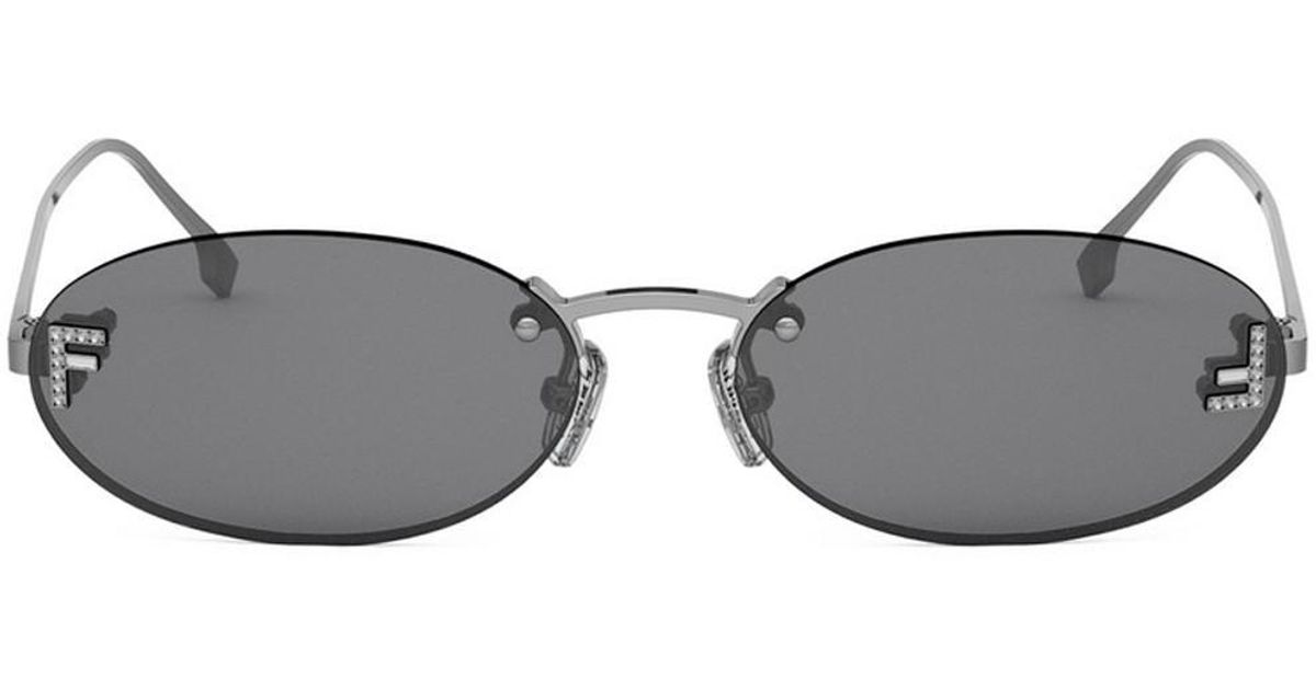 Fendi First Crystal Sunglasses in Gray | Lyst