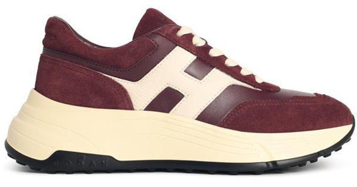 Hogan 'h669' Burgundy Leather Sneakers in Pink | Lyst