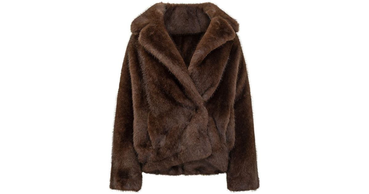 VALENTINI 1972 Eco Fur Jacket With Revers in Brown | Lyst UK