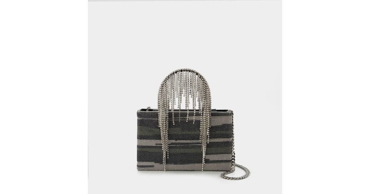 Kara Midi Crystal Fringe Handbag in Gray | Lyst