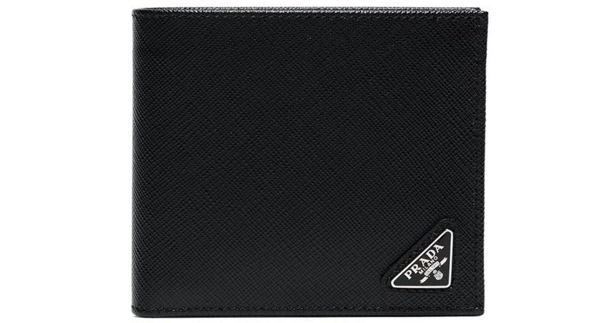 Prada Triangle-Logo Bifold Wallet in Black for Men | Lyst UK