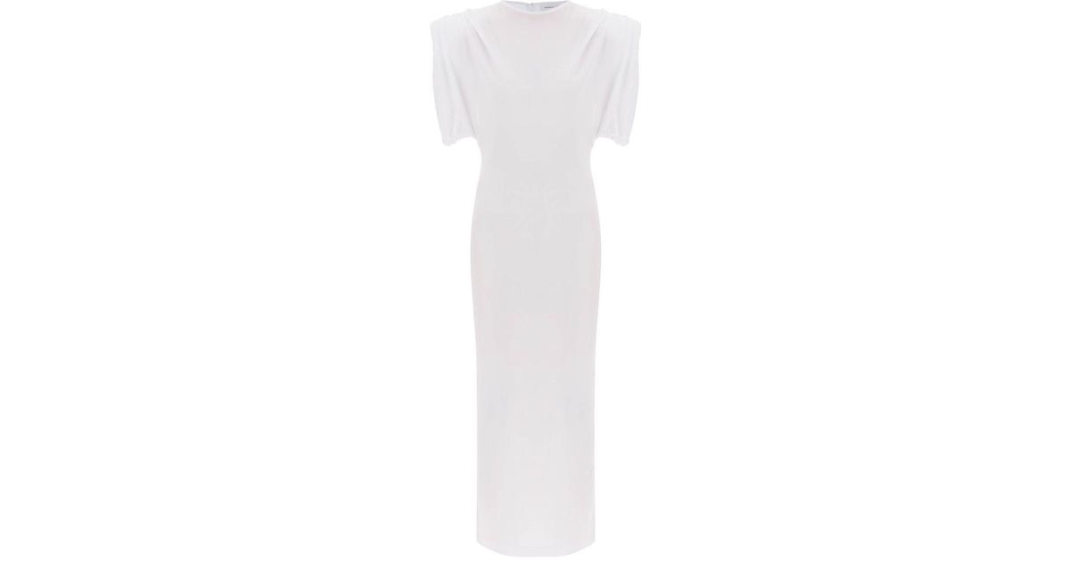 Wardrobe NYC Midi Sheath Dress With Structured Shoulders in White | Lyst