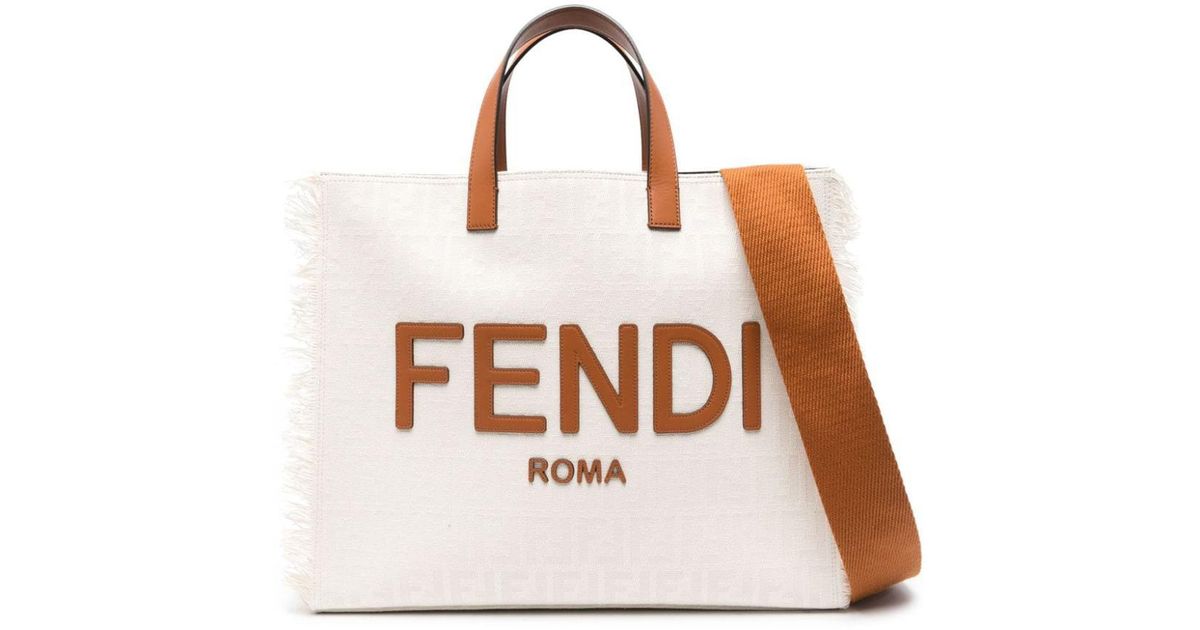 Fendi "Ff Shopper" Shoulder Bag in Natural for Men | Lyst