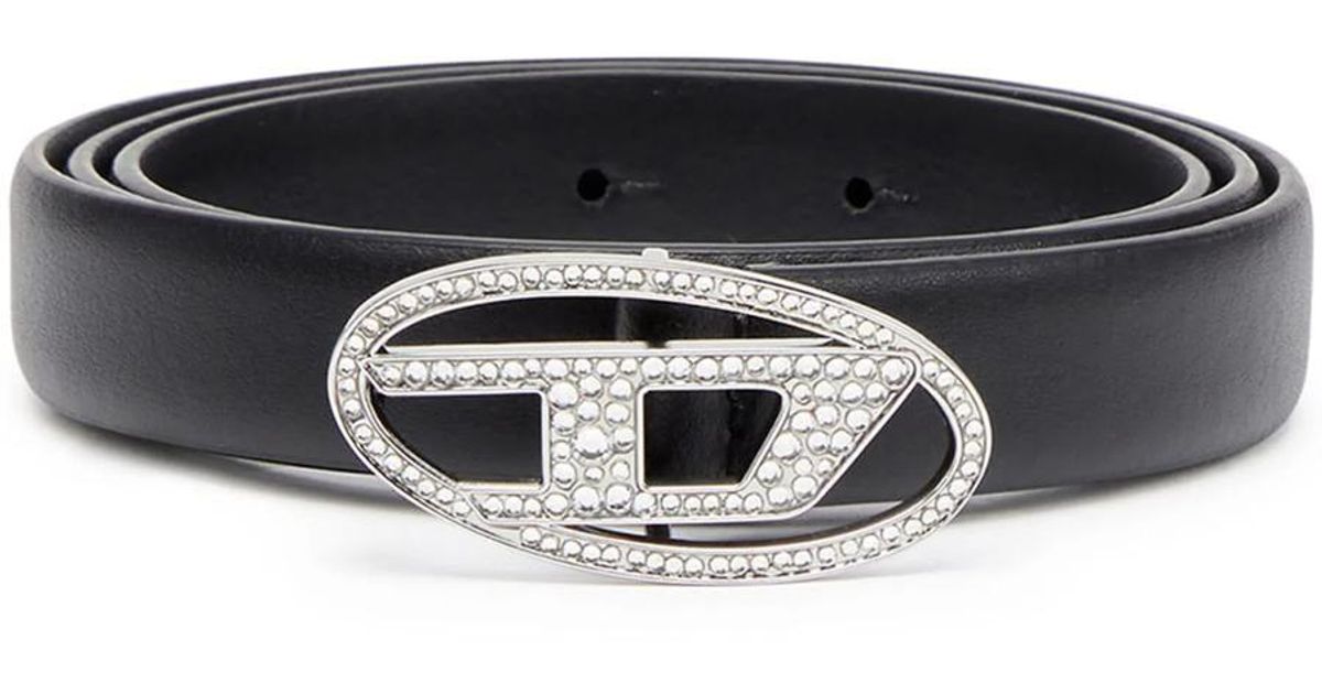DIESEL Oval D Logo B 1dr Rhinestone 20 Belt Accessories in Black | Lyst