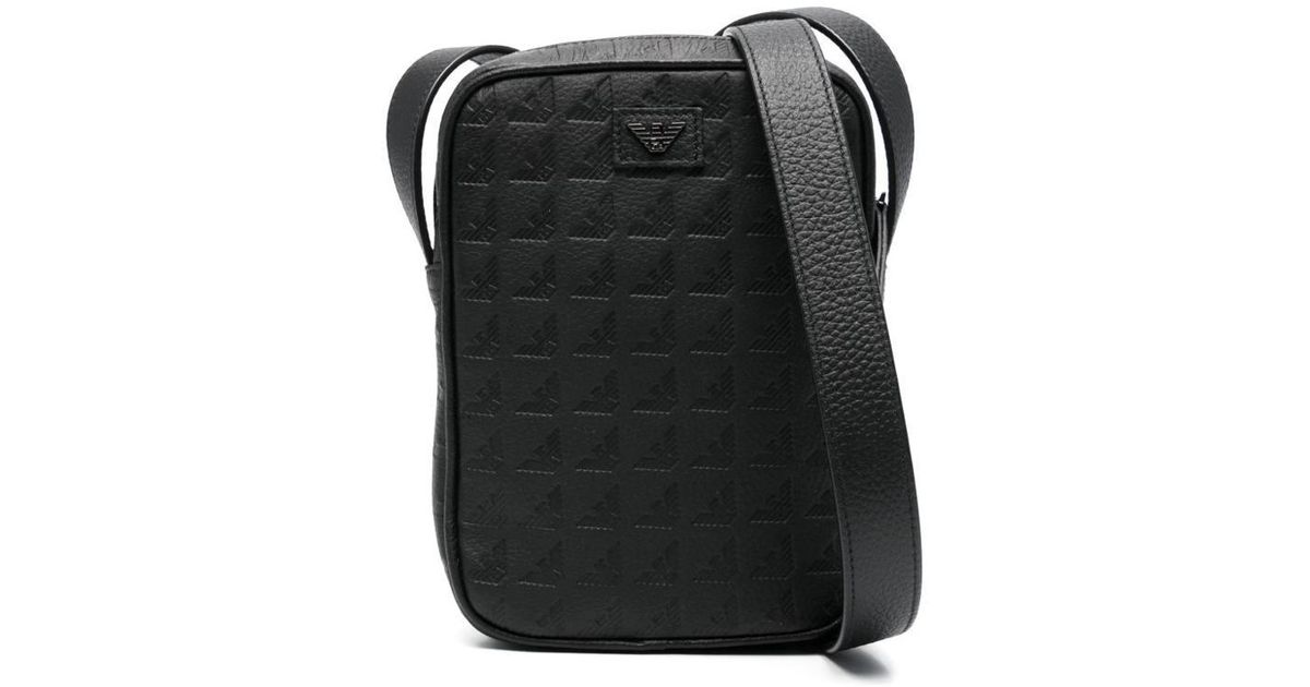 Emporio Armani Exclusive Logo Leather Pouch in Black for Men | Lyst