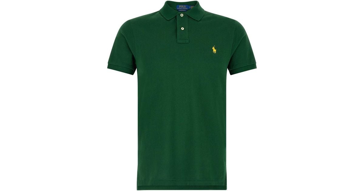 Polo Ralph Lauren Logo Embroidery Polo Shirt in Green for Men | Lyst UK