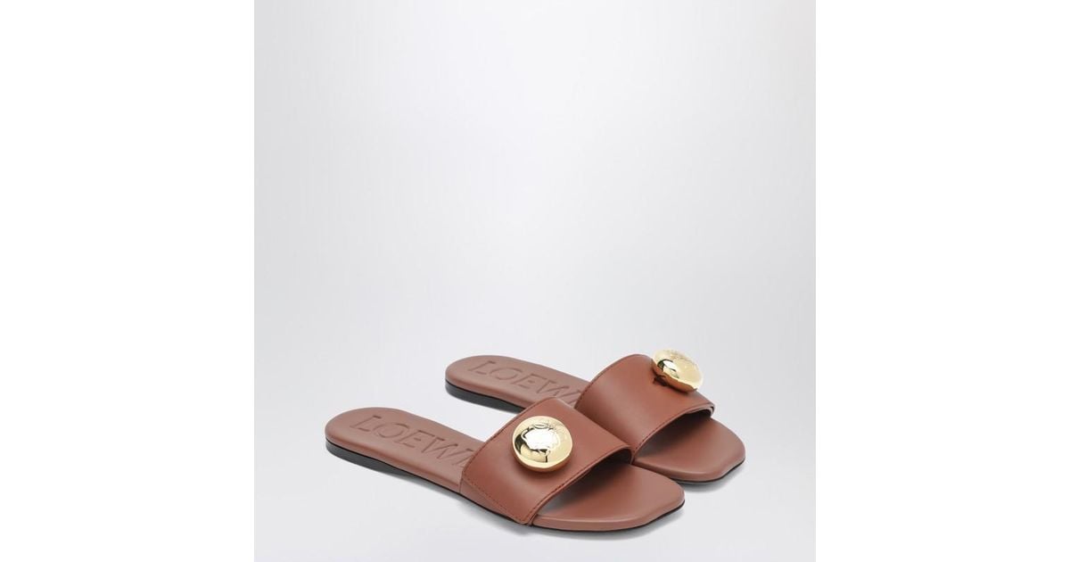 Loewe Rust-Colored Pebble Slides in Brown | Lyst UK