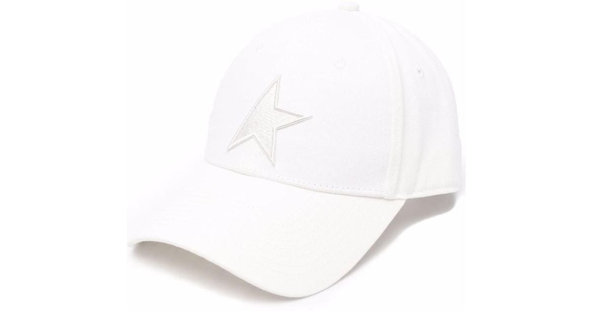 Golden Goose Cream White Half Star Logo Baseball Cap In Cotton in ...