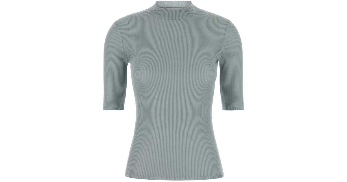 Miu Miu Powder Silk Top in Grey | Lyst UK