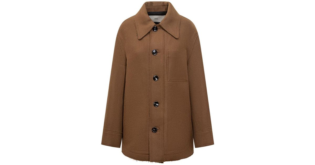 Ami Paris Ami Alexandre Mattiussi Camel Wool Jacket With Buttons in ...
