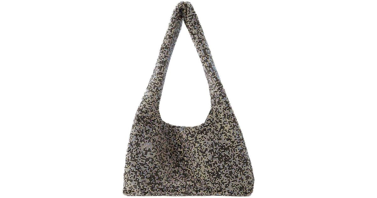 Kara Crystal Mesh Armpit Bag in Gray | Lyst