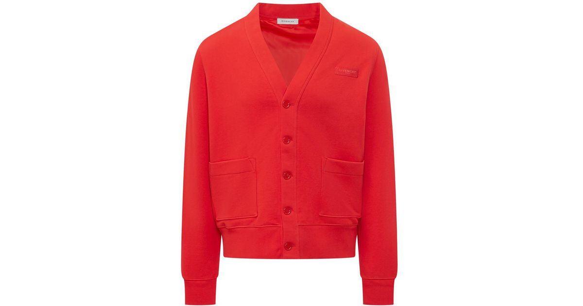 Givenchy Knitted Cardigan With V-Neck in Red for Men | Lyst