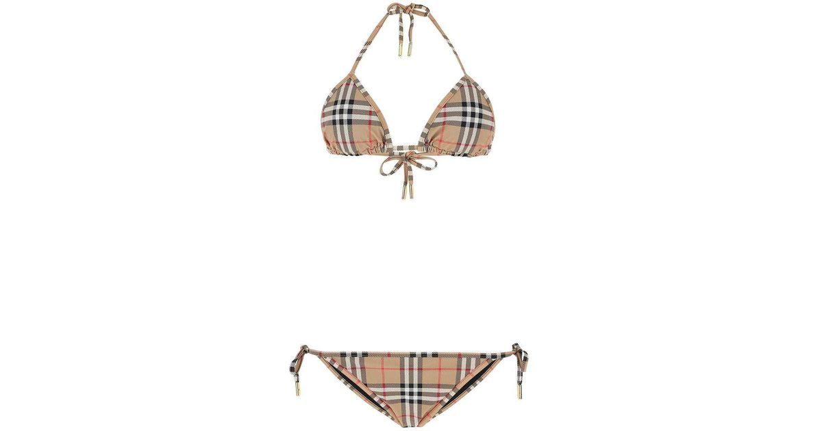 Burberry Check Motif Bikini Set in Metallic | Lyst